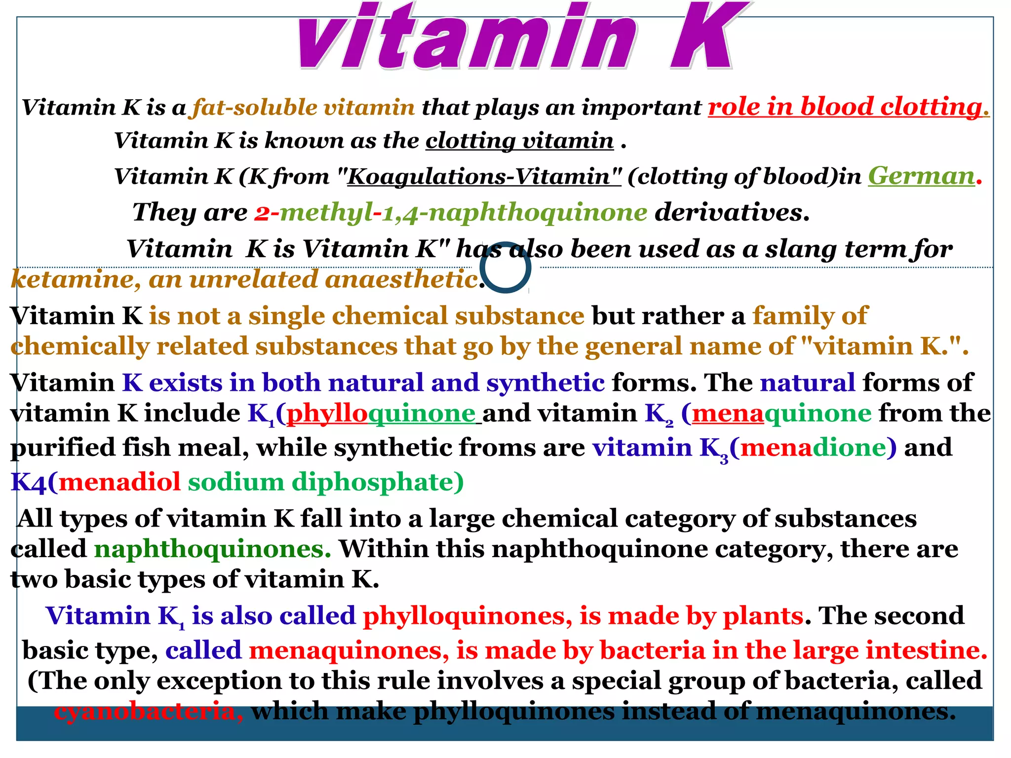 Vitamin K Medicinal Chemistry By Pravisankarstructures Of Vitamin K1 And K2 Chemistry