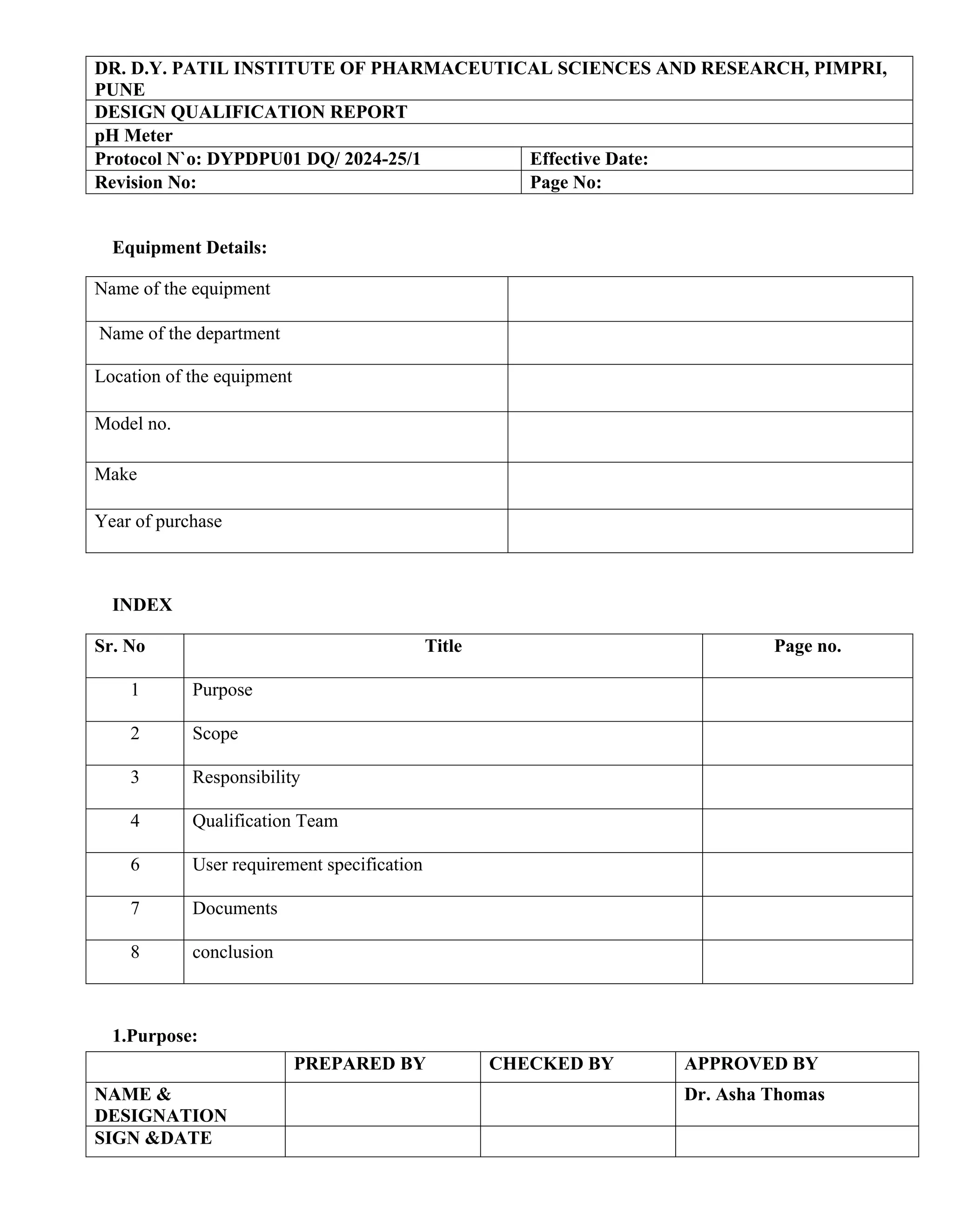 Design qualification of pH meter (DQ of pH meter)r | DOCX