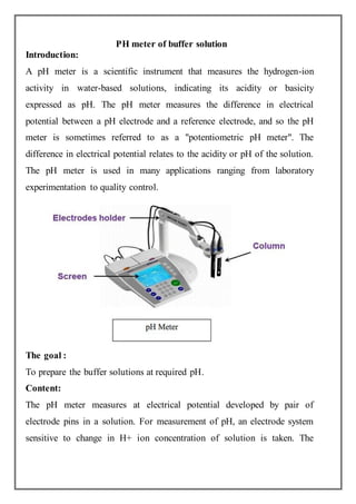 PH meter of buffer solution الدكتور كرار رأفت علوش