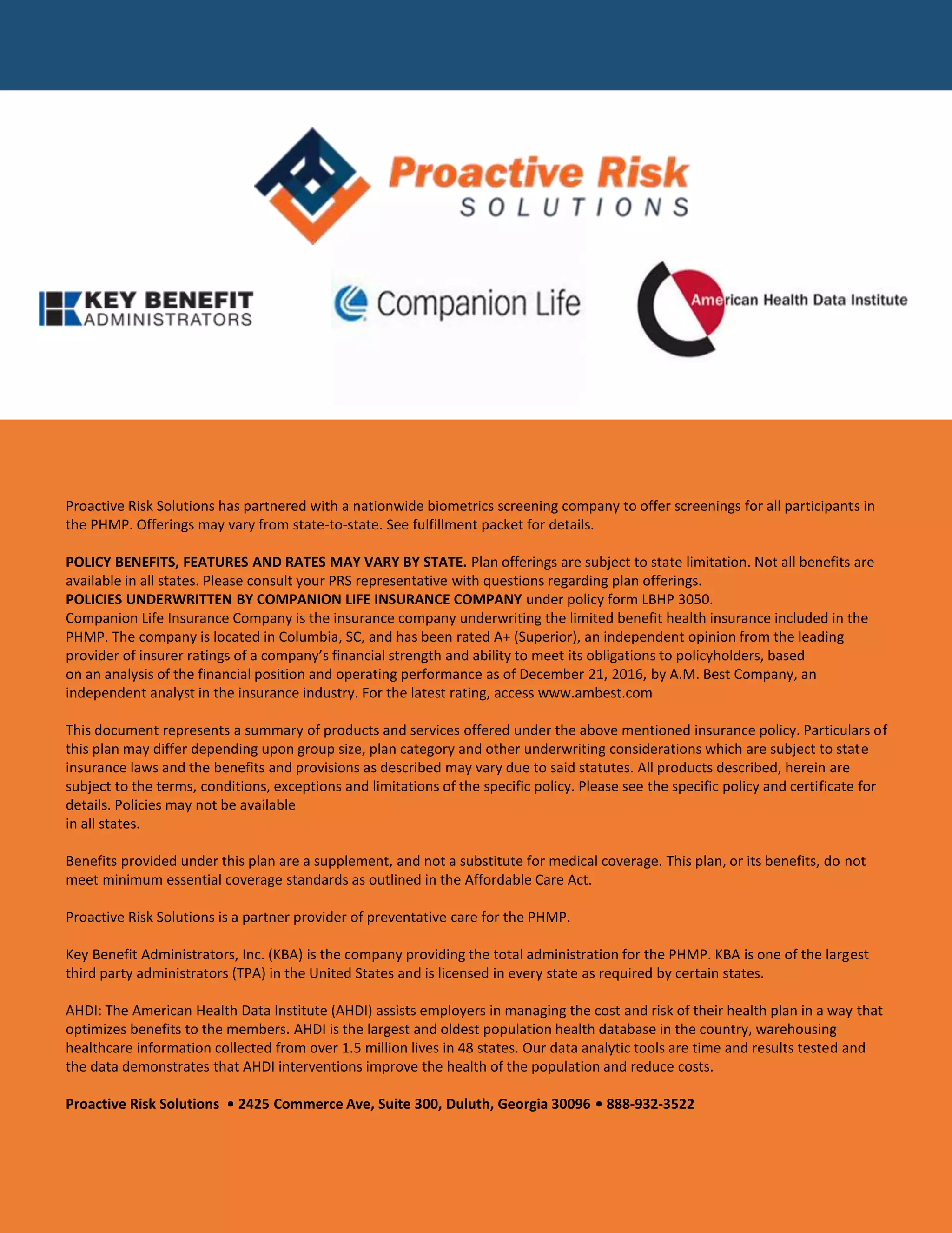 Proactive Health Management Plan - Employer Overview | PPTX