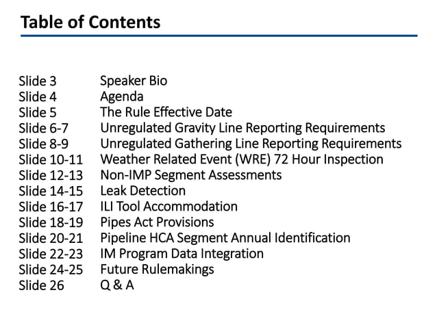 Presentation Slides: PHMSA Final Rule (Part 1) for Hazardous Liquid ...