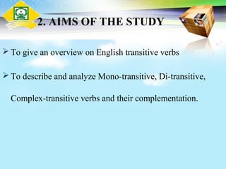 Graduation Thesis: A study on the complementation of English transitive ...
