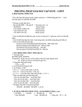 Phương pháp giải bài tập este lipit | DOC
