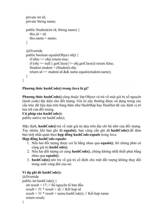Phương Thức equals() & hashCode() trong Java | Tìm Hiểu Chi Tiết | DOCX