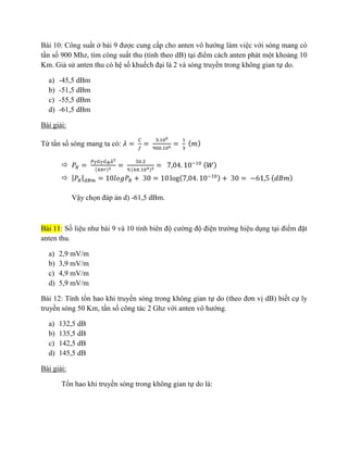 Phần bai tap mau anten & truyen song (mang tinh chat tham khao) | DOCX