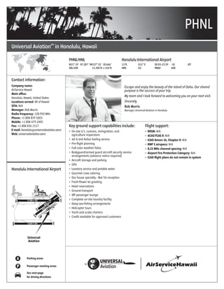 PHNL FBO Ground Handling Agent Honolulu International Airport, Hawaii ...