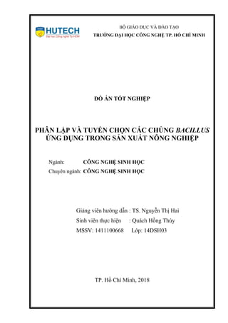 Phân lập và tuyển chọn các chủng bacillus ứng dụng trong sản xuất nông nghiệp | PDF