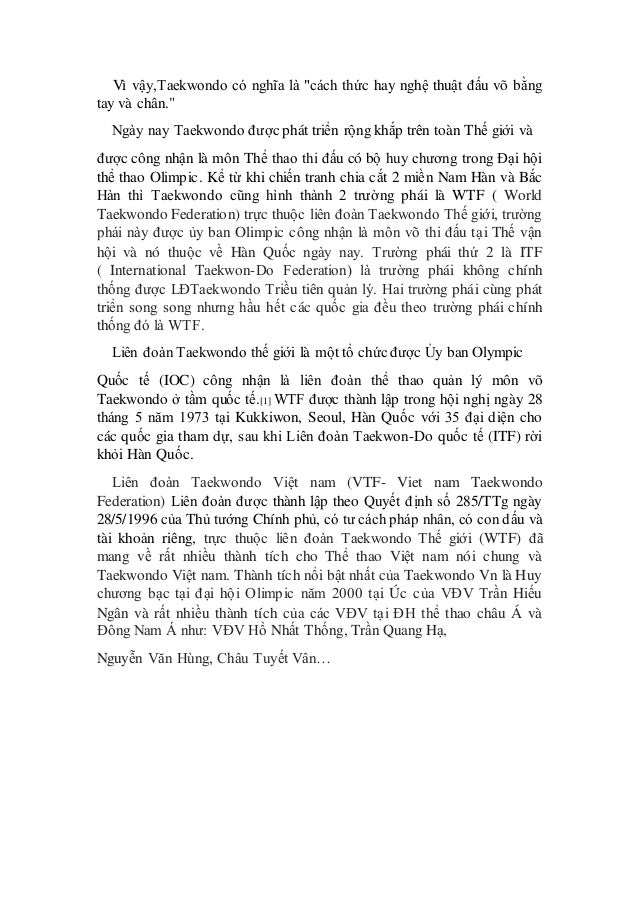 Phần lý thuyết môn học taekwondo | DOCX