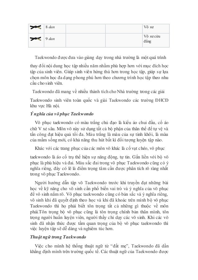 Phần lý thuyết môn học taekwondo | DOCX