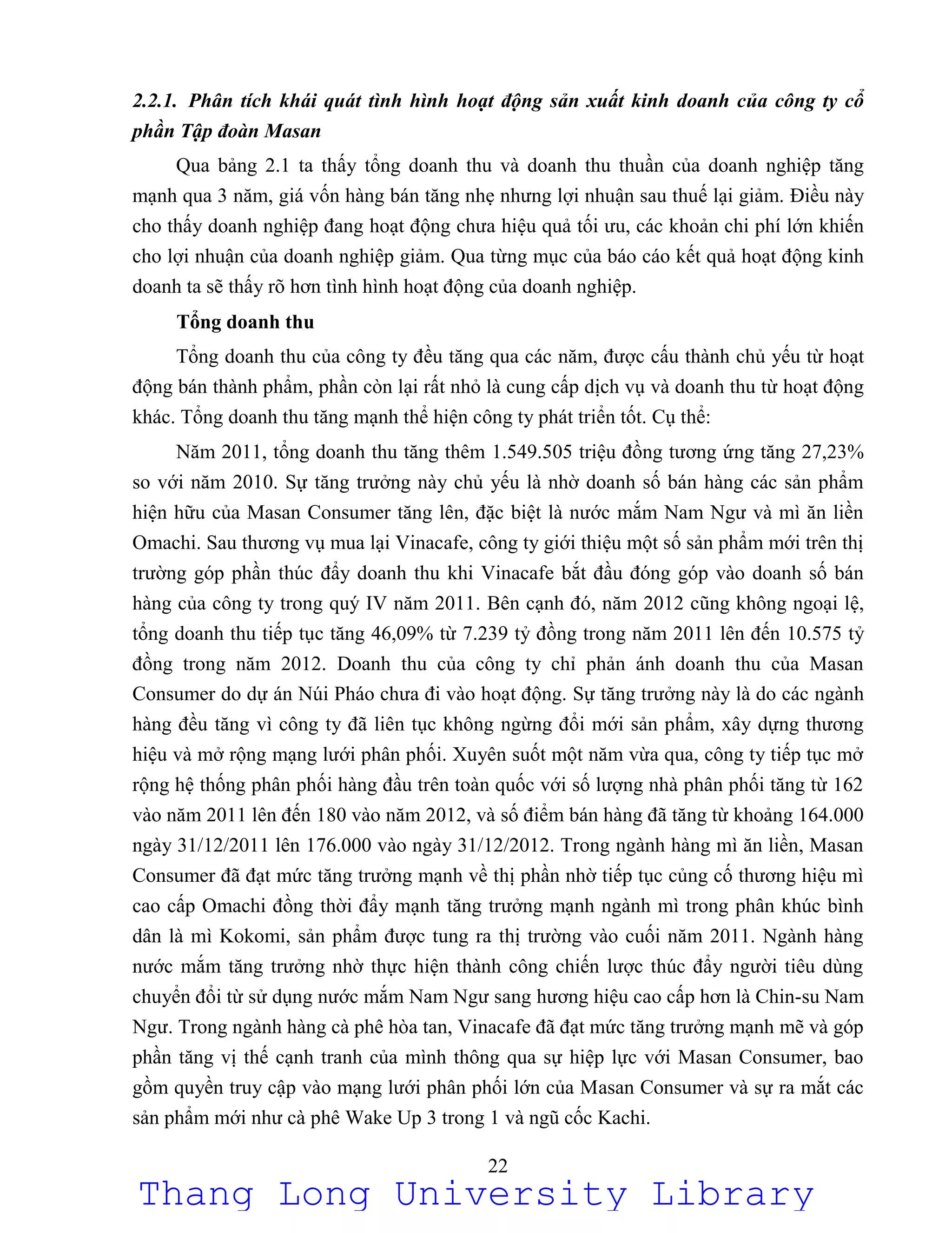 Đề tài phân tích hoạt động sản xuất kinh doanh của công ty Masan, RẤT HAY | PDF