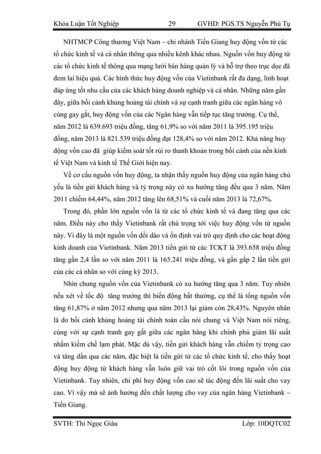 Phân tích hoạt động cho vay tiêu dùng tại ngân hàng tmcp công thương việt nam – chi nhánh tiền ...