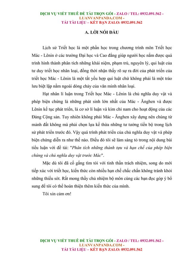 Phân Tích Những Thành Tựu Và Hạn Chế Của Phép Biện Chứng Và Chủ Nghĩa Duy Vật Trước Mác.doc