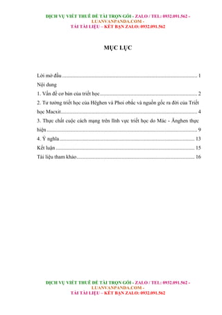 Phân Tích Thực Chất Của Cuộc Cách Mạng Trên Lĩnh Vực Triết Học Do Mác ...