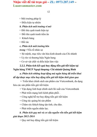 Phân Tích Tình Hình Huy Động Tiền Gửi Tiết Kiệm Tại Ngân Hàng Tmcp Ngoại Thương – Chi Nhánh ...