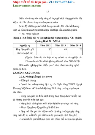 Phân Tích Tình Hình Huy Động Tiền Gửi Tiết Kiệm Tại Ngân Hàng Tmcp Ngoại Thương – Chi Nhánh ...