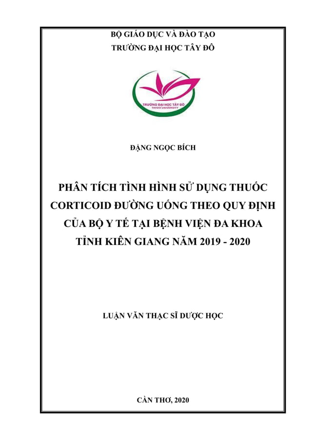 Phân tích tình hình sử dụng thuốc corticoid đường uống theo quy định của Bộ Y tế tại Bệnh viện ...