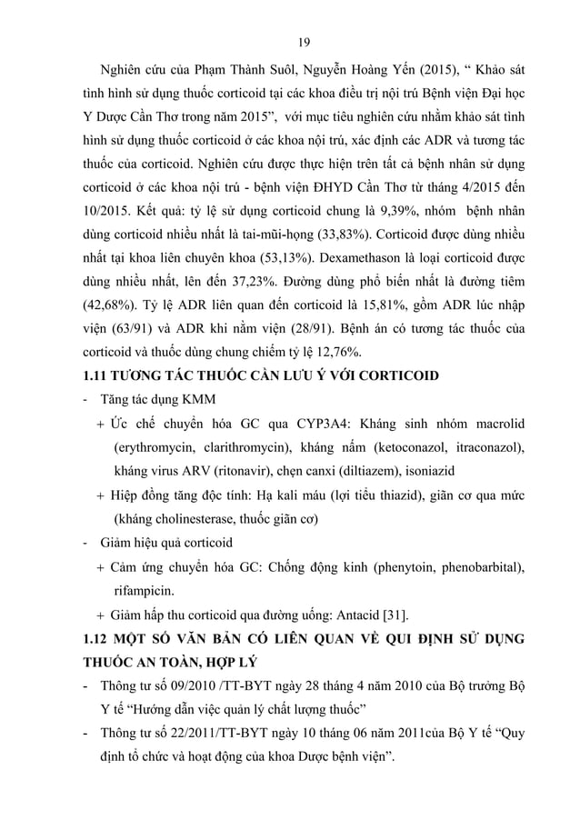 Phân tích tình hình sử dụng thuốc corticoid đường uống theo quy định của Bộ Y tế tại Bệnh viện ...