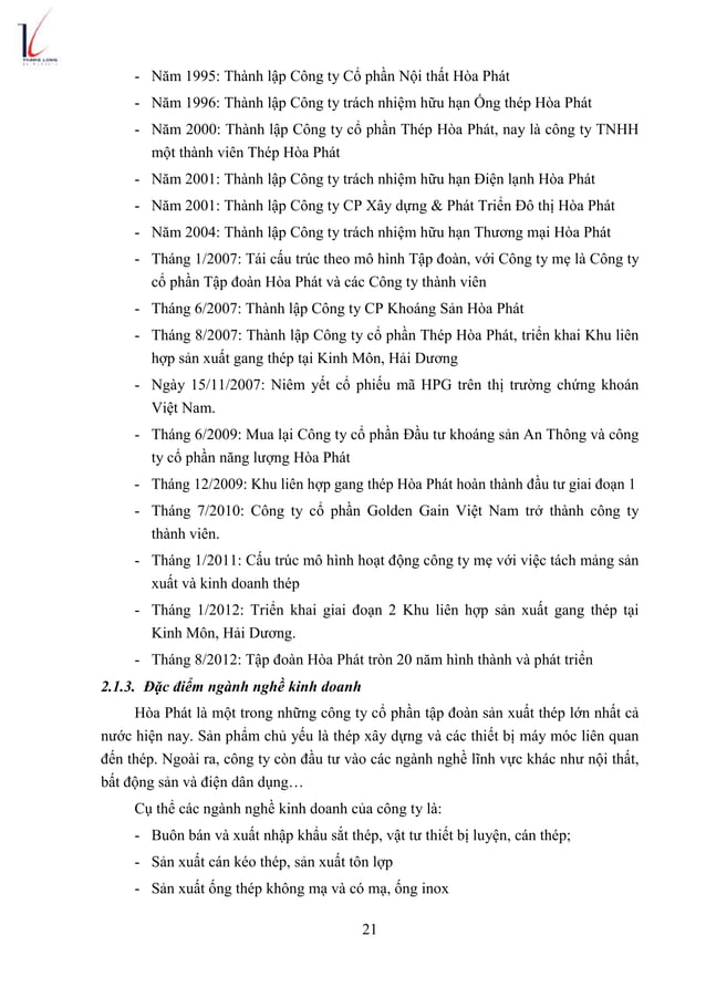 Phân tích tình hình tài chính của công ty cổ phần tập đoàn hòa phát | PDF