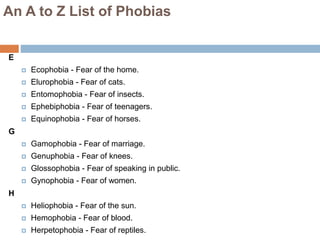 Types Of Phobias List