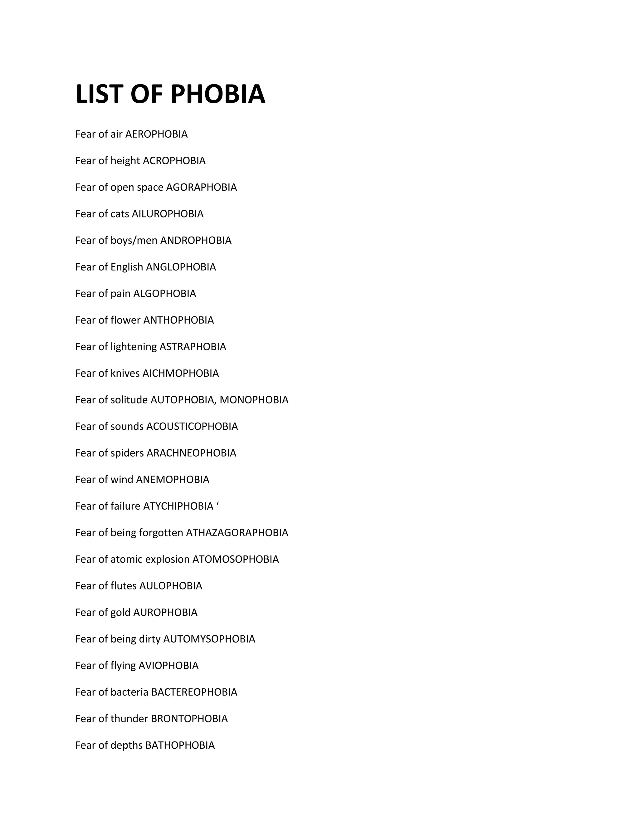 Phobia fear of st | DOCX