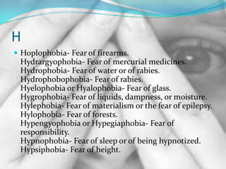 Phobia listsh | PPT