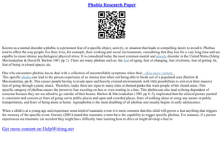 Phobia Research Paper | PDF
