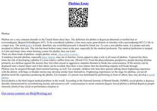 Phobia Research Paper | PDF