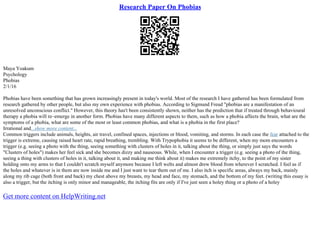 Phobia Research Paper | PDF