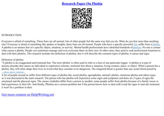 Phobia Research Paper | PDF