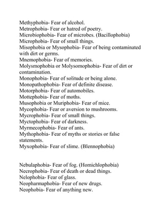 Phobias | DOCX | Digestive Disorders | Diseases and Conditions