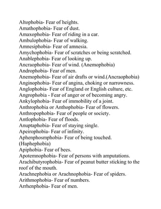 Phobias | DOCX | Digestive Disorders | Diseases and Conditions