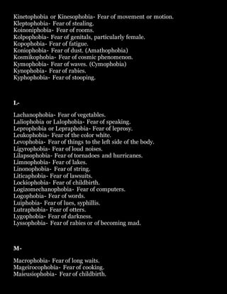 Different Types of Phobia | DOCX