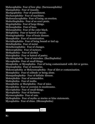 Different Types of Phobia | DOCX