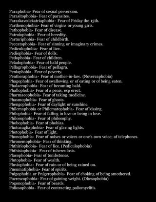 Different Types of Phobia | DOCX