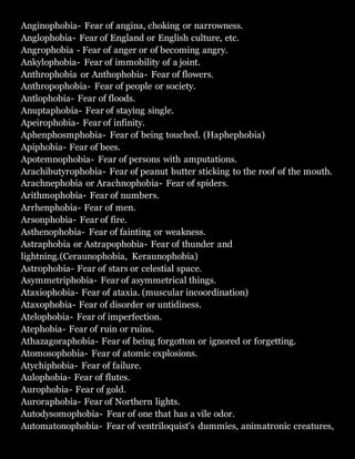 Different Types of Phobia | DOCX