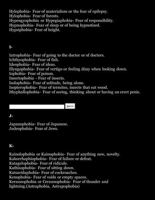 Different Types of Phobia | DOCX