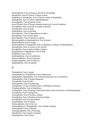 Phobias a-z | DOCX