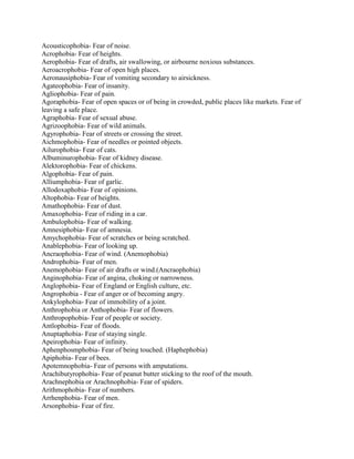 Phobias a-z | DOCX