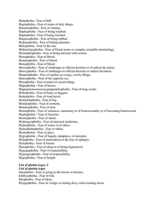 Phobia types | PDF