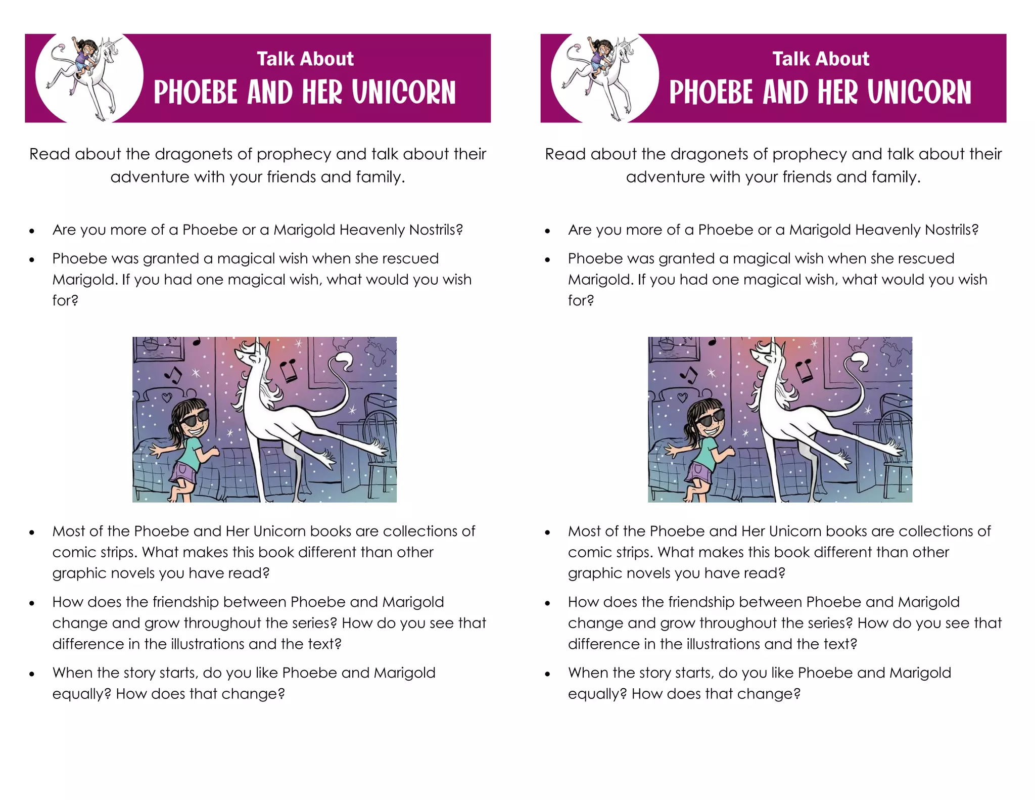 Phoebe and Her Unicorn Discussion Questions | PDF