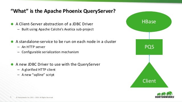 Apache Phoenix Query Server PhoenixCon2016 Apache Phoenix Query Server PhoenixCon2016