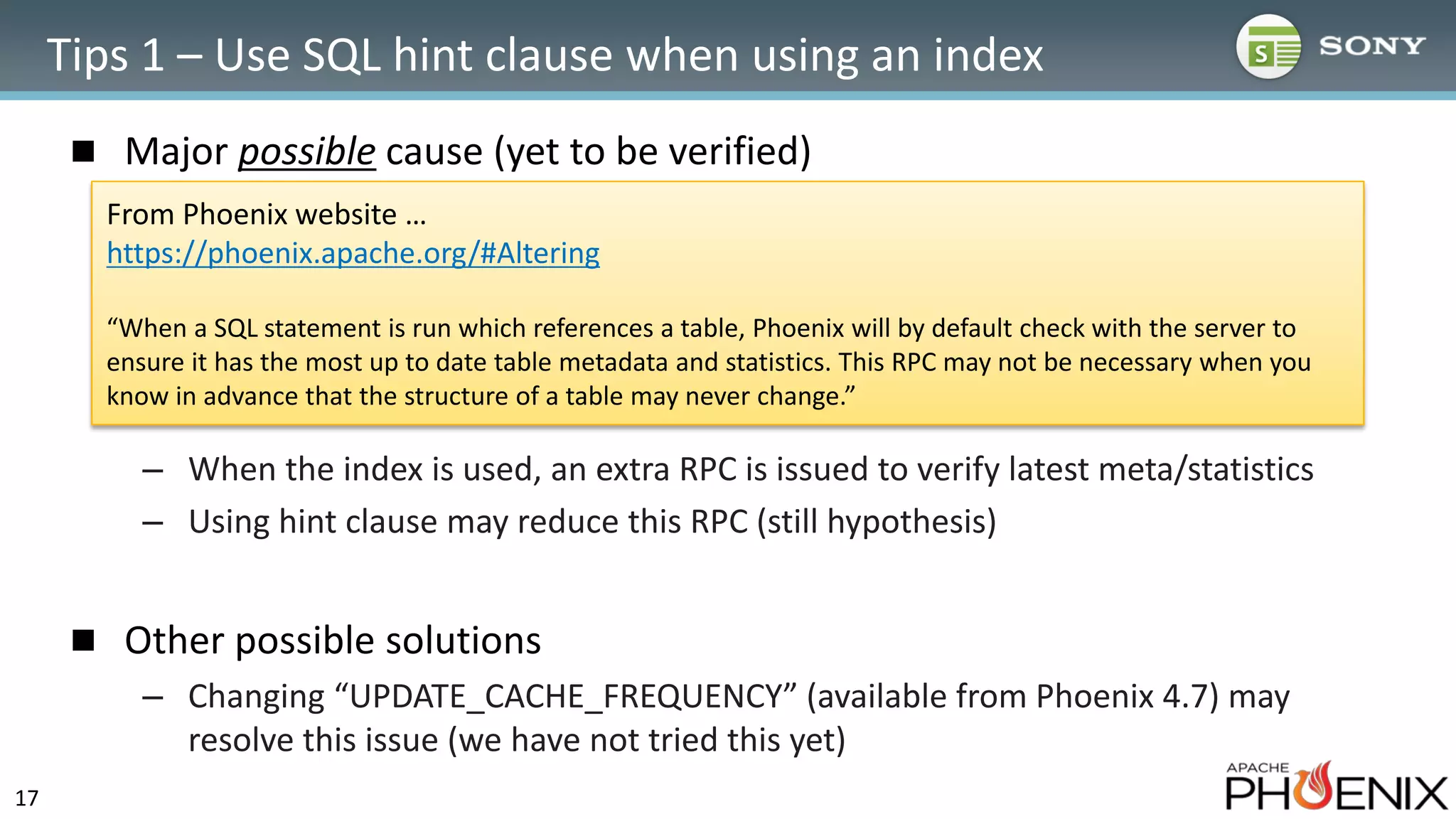 Five major tips to maximize performance on a 200+ SQL HBase/Phoenix cluster | PPT