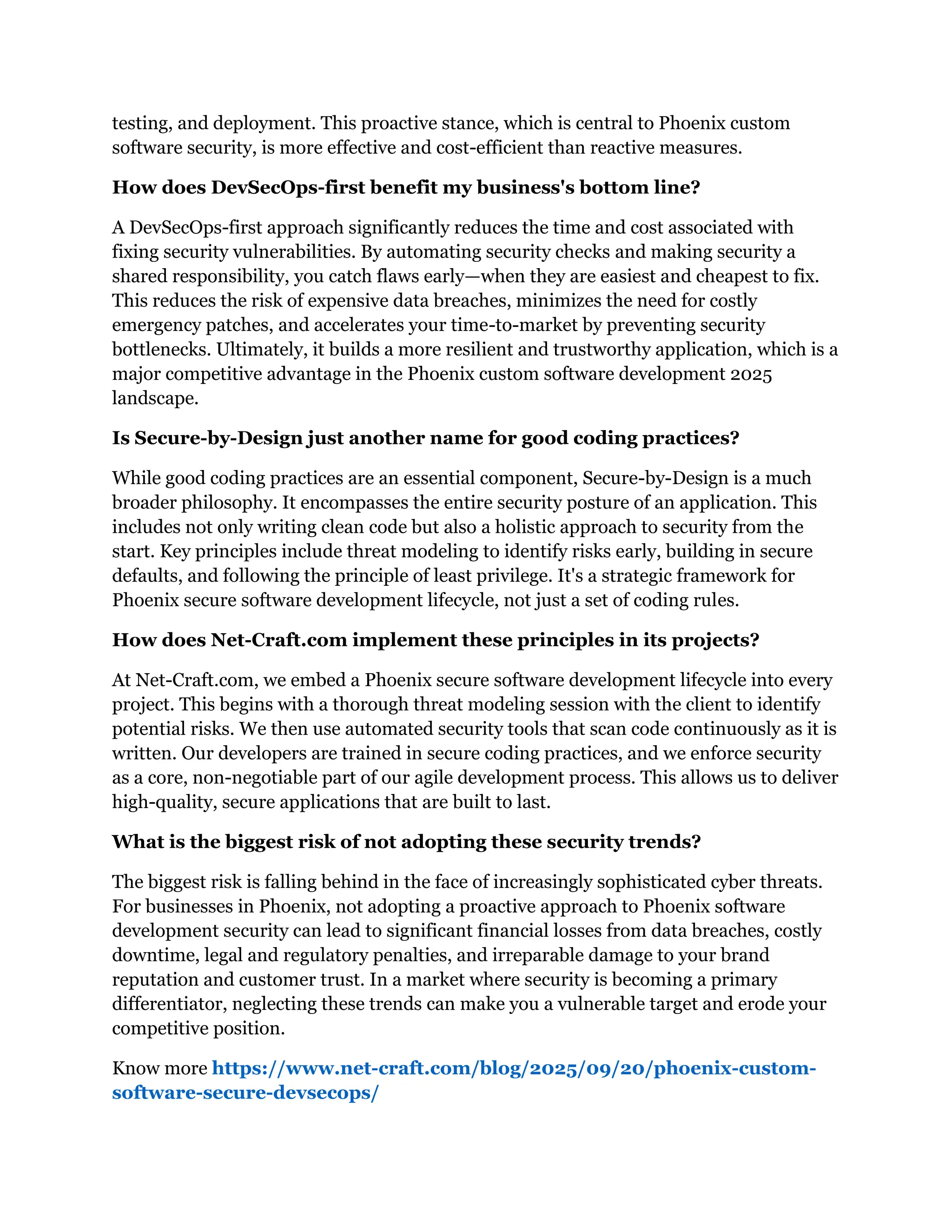 Phoenix Custom Software Trends Secure-by-Design & DevSecOps-first | PDF