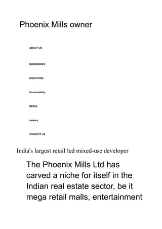 Phoenix Mills owner Phoenix Mills owner Phoenix Mills owner | PDF