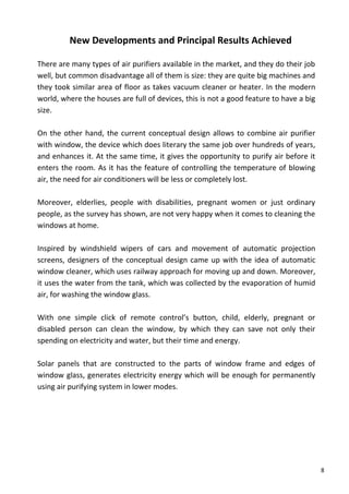 Air Purifier Window with a Self-Cleaning System and Solar Panel | PDF