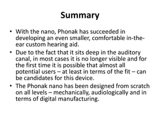 Phonak nano is an excellent new custom hearing system from bengal ...