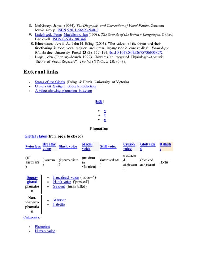 Phonation | DOCX | Ear, Nose and Throat Conditions | Diseases and Conditions