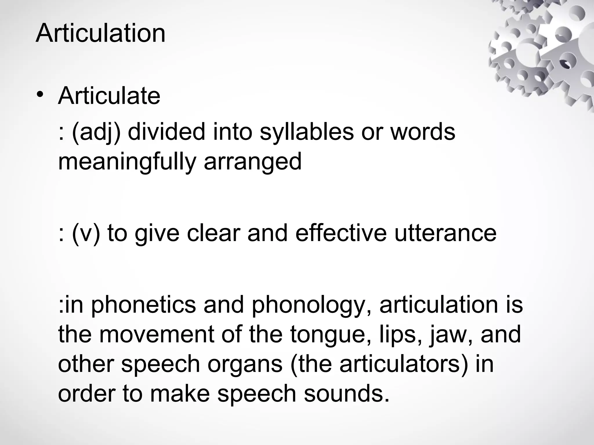 Speech Processes (Phonation and Articulation) | PPT