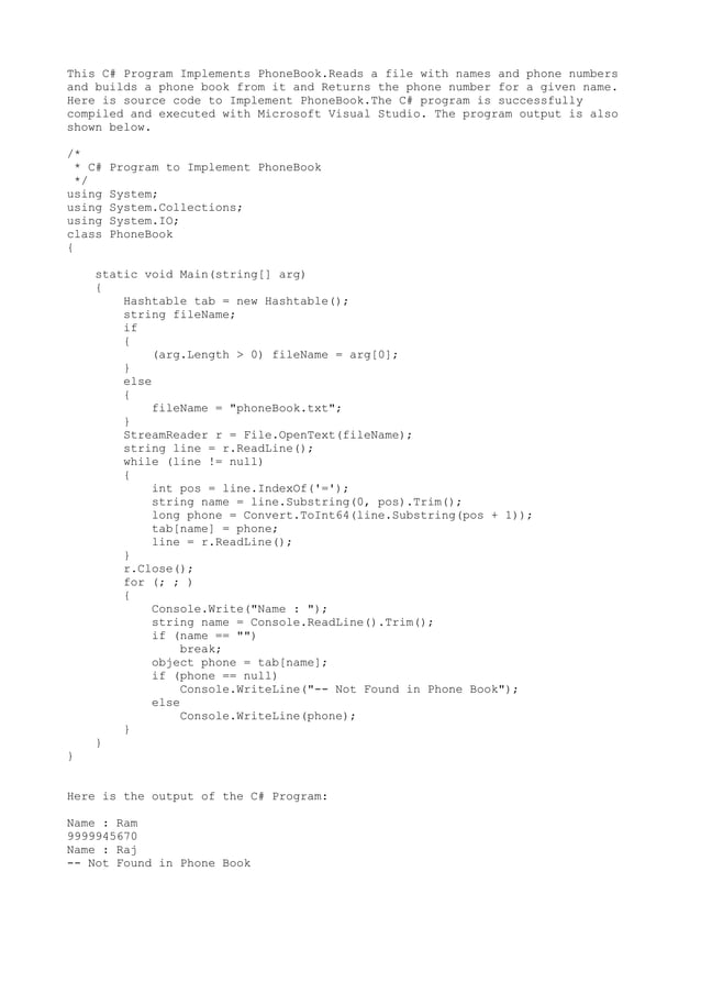 Phonebook | TXT | Programming Languages | Computing
