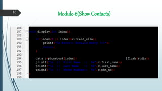 Phonebook project in C | PPTX